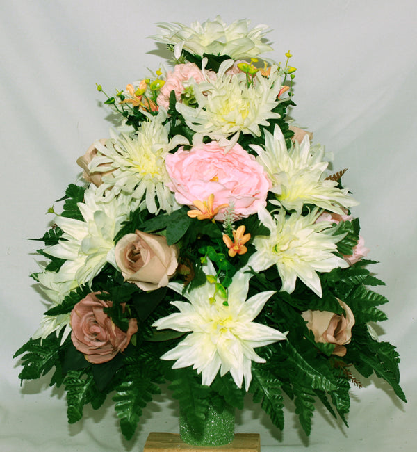 XL Handcrafted 360 Degree Spring Mixture Cemetery Vase Flower Arrangem ...