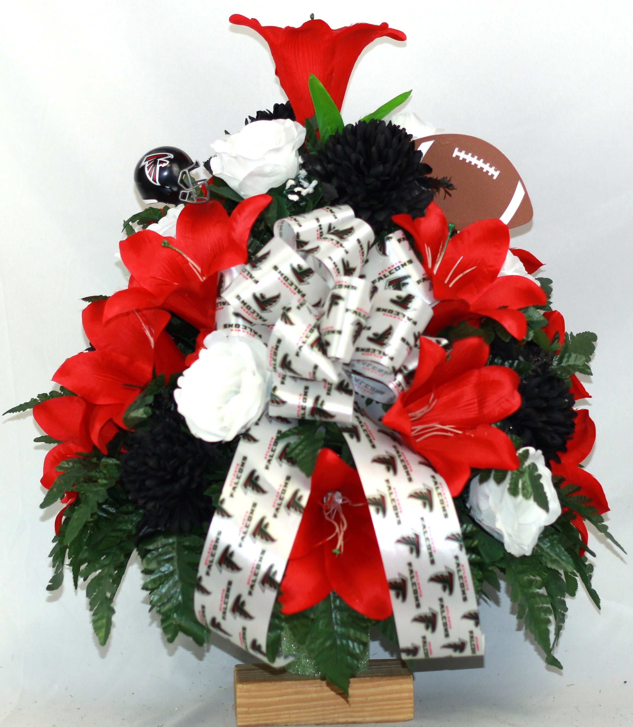 XL Atlanta Falcons Fan Handmade 360-Degree Cemetery Vase Silk Flower A ...